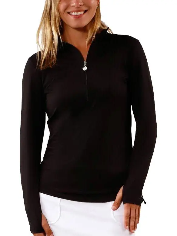 UV SKINZ Long Sleeve Ruched Sun Shirt - Black