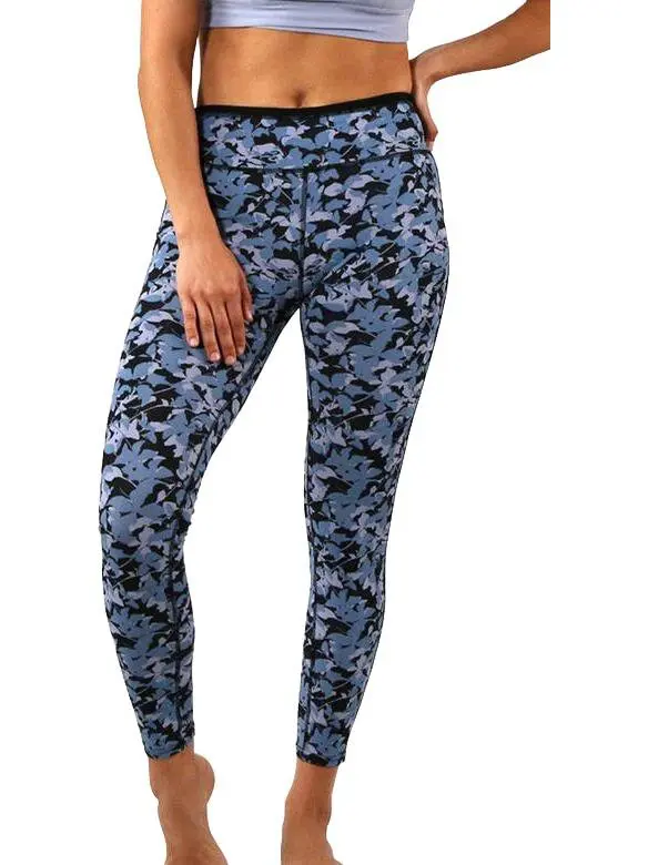 UV SKINZ Active Sport Swim Leggings - Black Shadow Floral