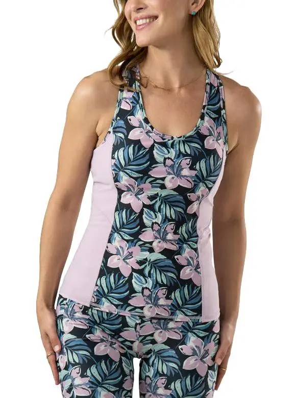 UV SKINZ Racerback Swim Tank - Black Bloom