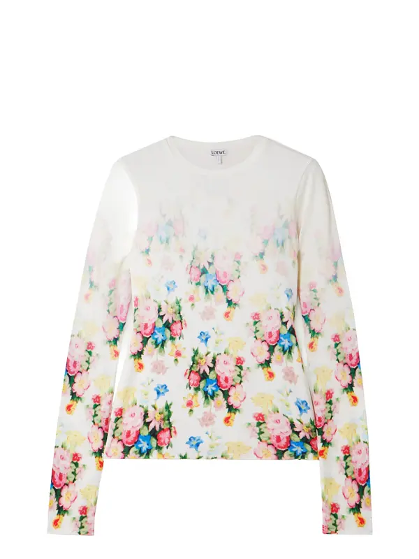 Loewe Floral-print Stretch-modal Jersey Top - White