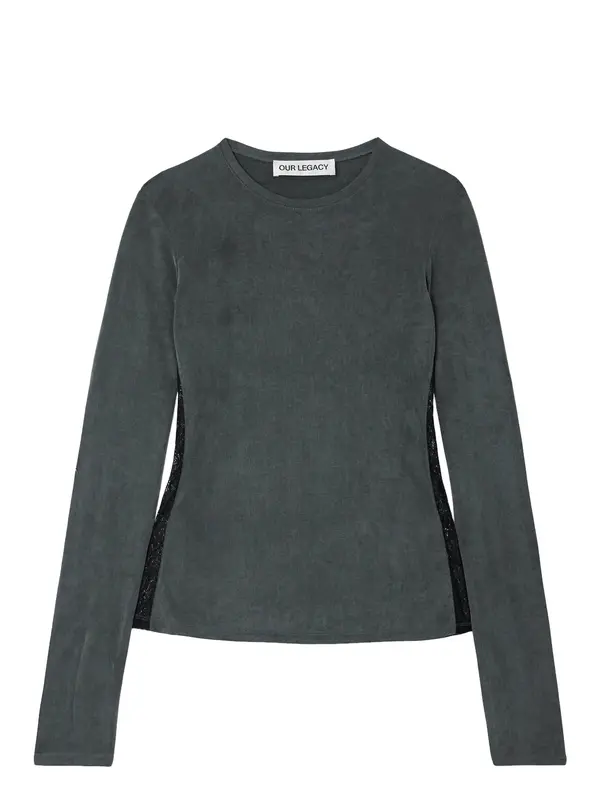 Our Legacy Lace-trimmed Tencel™ Luxe T-shirt - Gray