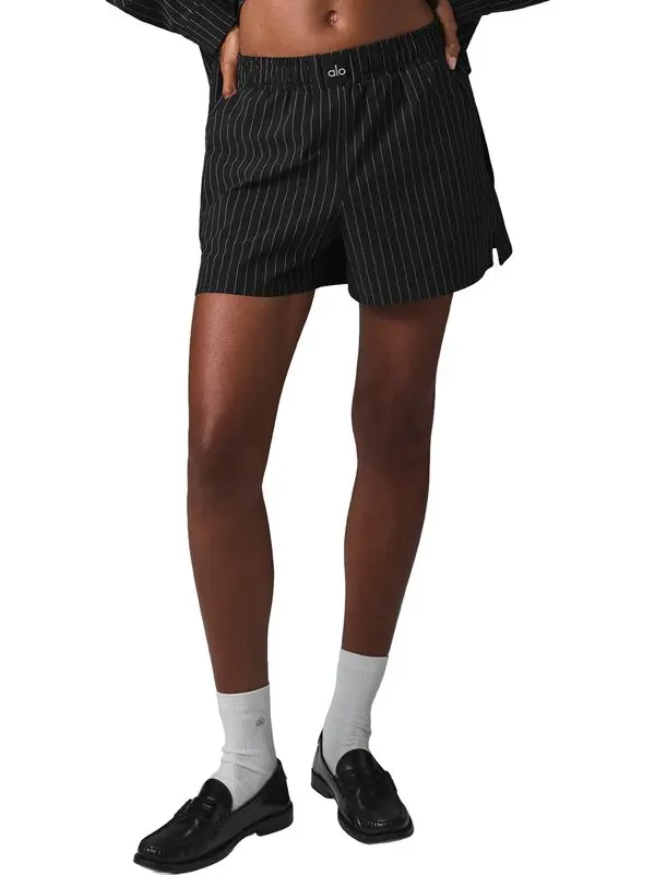 Alo Yoga Pinstripe Boxer Short - Black/titanium