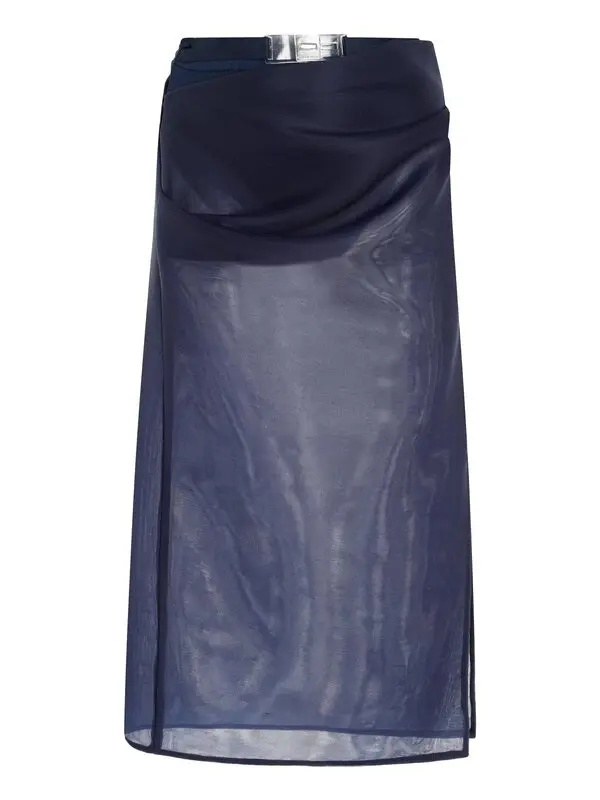 Brandon Maxwell The Isobel Belted Midi Skirt - Navy