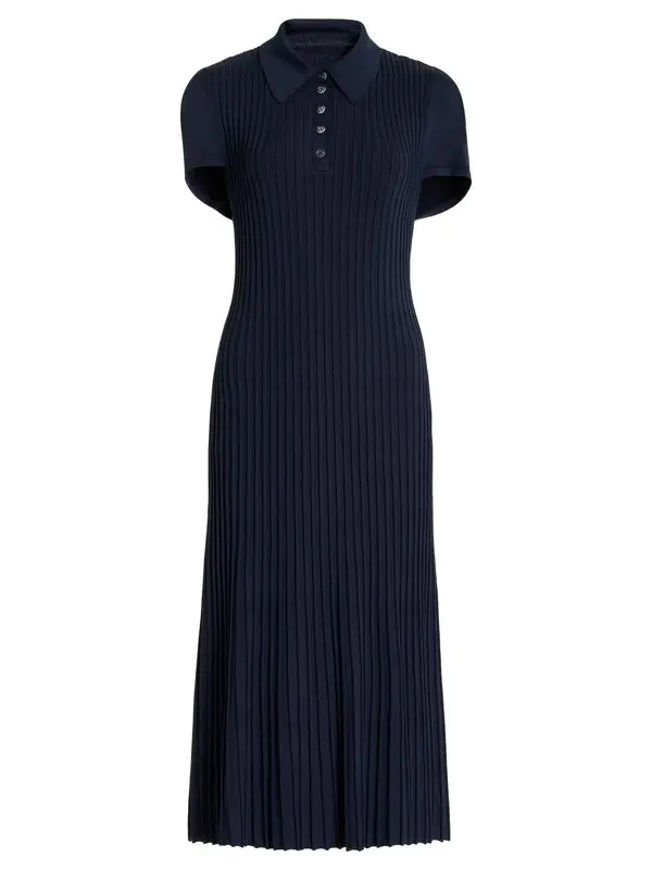 Brandon Maxwell The Joyce Pleated Knit Midi Dress - Navy