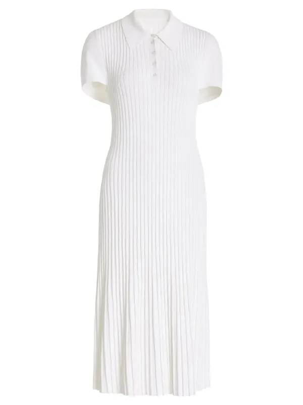 Brandon Maxwell The Joyce Pleated Knit Midi Dress - White