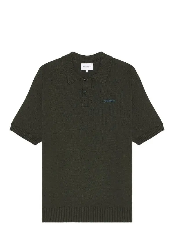 PALMES Marco Knit Polo Shirt In Dark Green - Olive