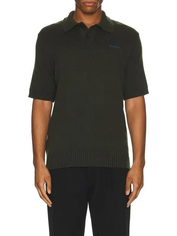 PALMES Marco Knit Polo Shirt In Dark Green - Olive