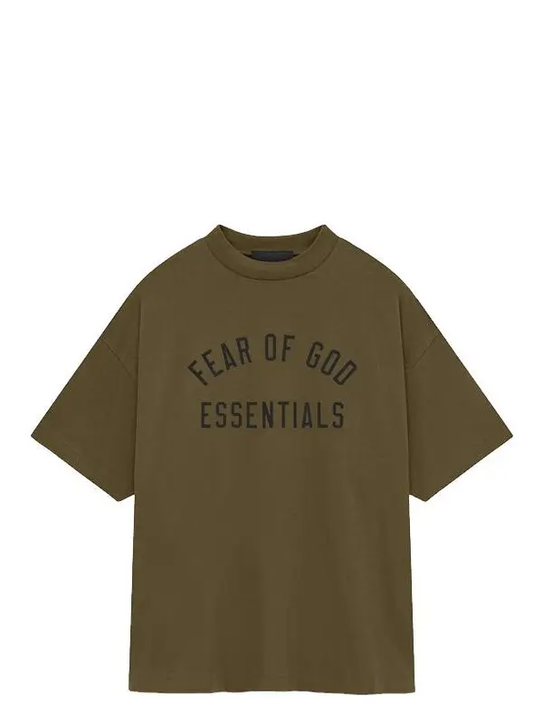 Fear Of God Essentials Jersey Crewneck Sweatshirt Tee Shirt - Olive