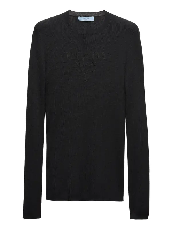 Prada Superfine Wool Crew-neck Sweater - Black