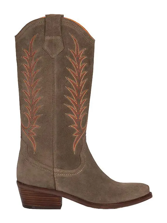 Penelope Chilvers Goldie Embroidered Cowboy Boots - Taupe
