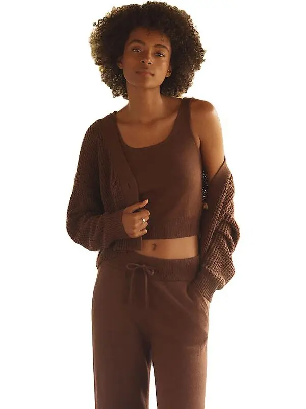Eberjey Crop Cardigan Sweater - Chocolate
