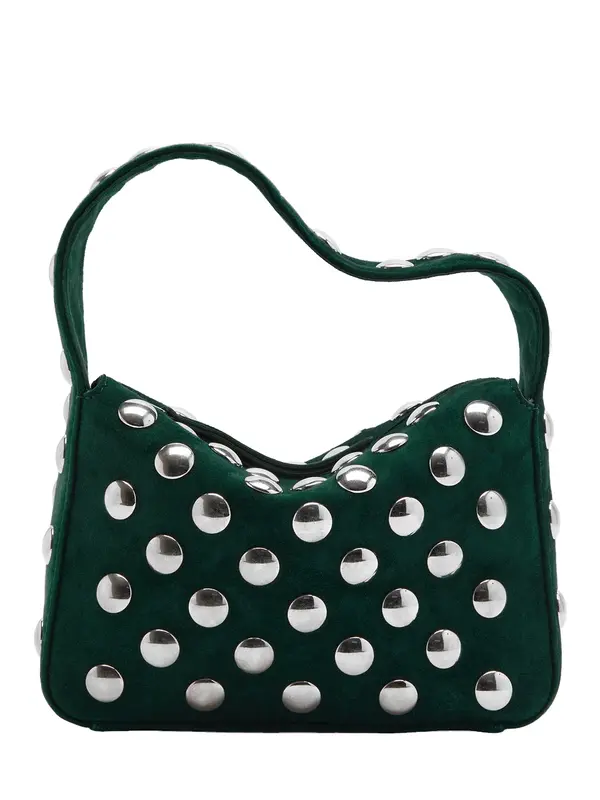 Khaite Elena Mini Studded Suede Top Handle Bag - Dark Green