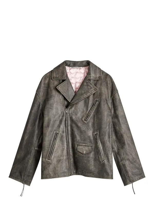 Acne Studios Liker Sanding Leather Jacket - Black