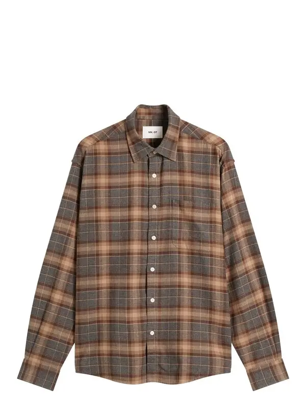 Nn07 Deon Flannel Shirt - Brown Check