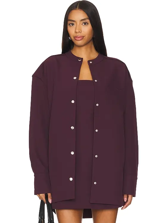 SEROYA Ali Heavy Crepe Shacket - Merlot
