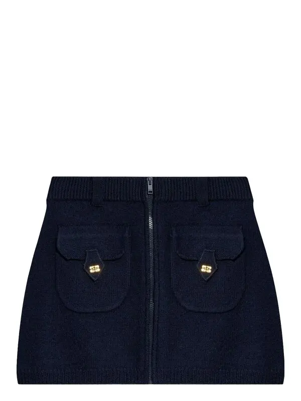 GANNI Knitted Wool Skirt - Blue
