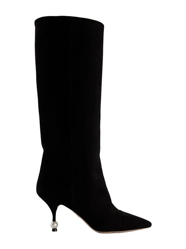 Giambattista Valli Pearl-heel Suede Boots - Black