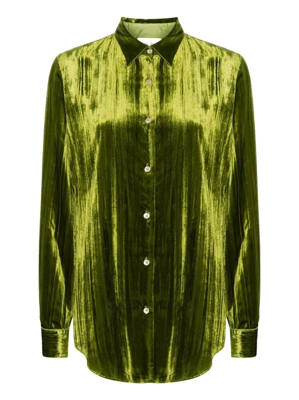 FORTE_FORTE Plissé-effect Velvet Shirt - Green