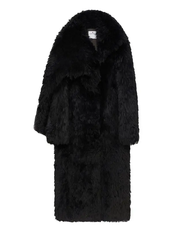 COURREGES Long Shearling Coat - Black
