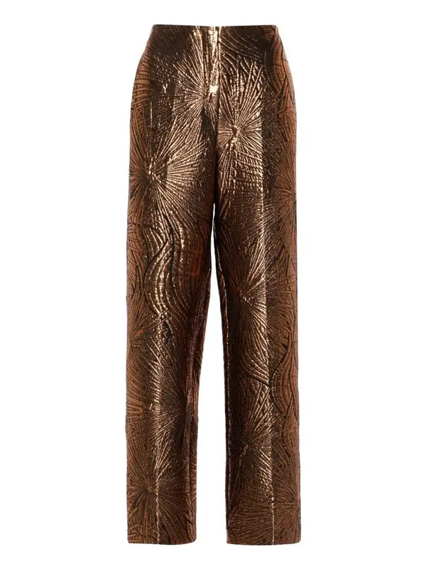 FORTE_FORTE Metallic Matelassé Straight Trousers - Gold