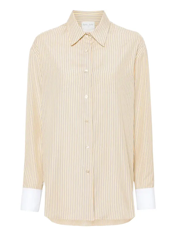 FORTE_FORTE Striped Cotton Blend Shirt - Yellow