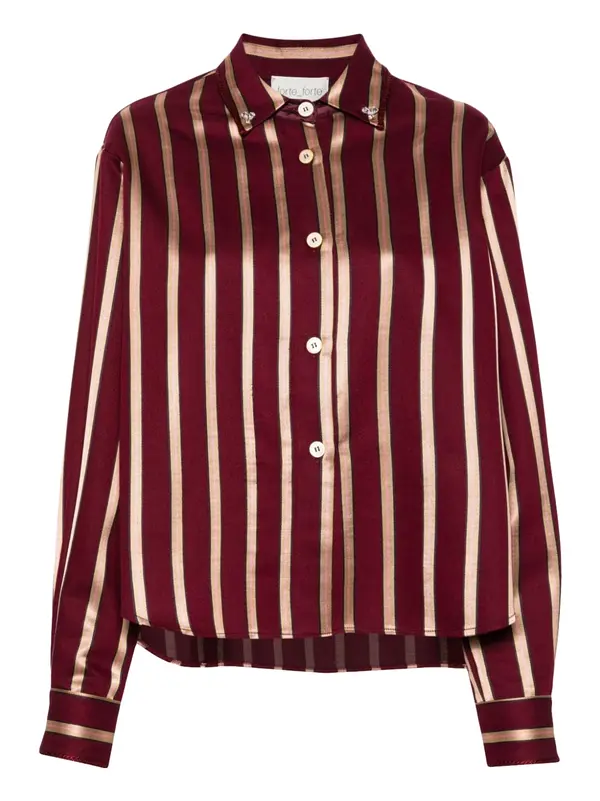 FORTE_FORTE Striped Long-sleeve Shirt - Red