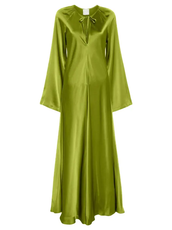 FORTE_FORTE Keyhole-neck Silk Maxi Dress - Green