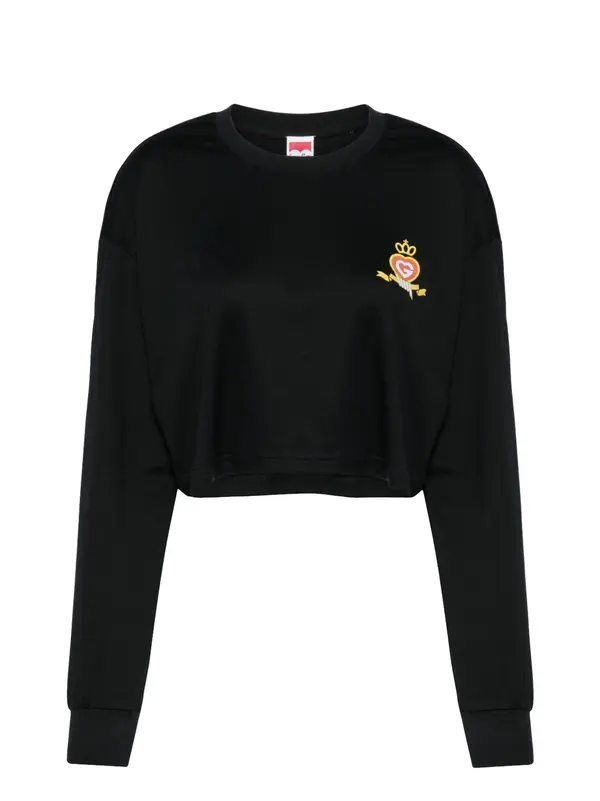 GROUND ZERO Logo-print Cropped Sweatshirt - Black