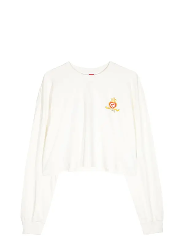 GROUND ZERO Logo-print Cropped Sweatshirt - White