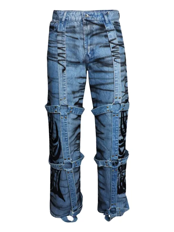 WHO DECIDES WAR BY EV BRAVADO Winged Logo Jeans - Blue