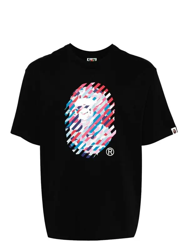 A BATHING APE Abc Camo Illusion Ape Head Relaxed Fit Tee - Black