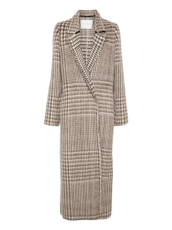 FORTE_FORTE Houndstooth-pattern Coat - Neutrals