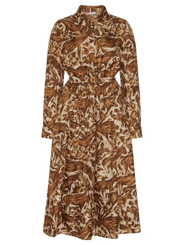 Rosetta Getty Pleated Shirt Dress - Brown