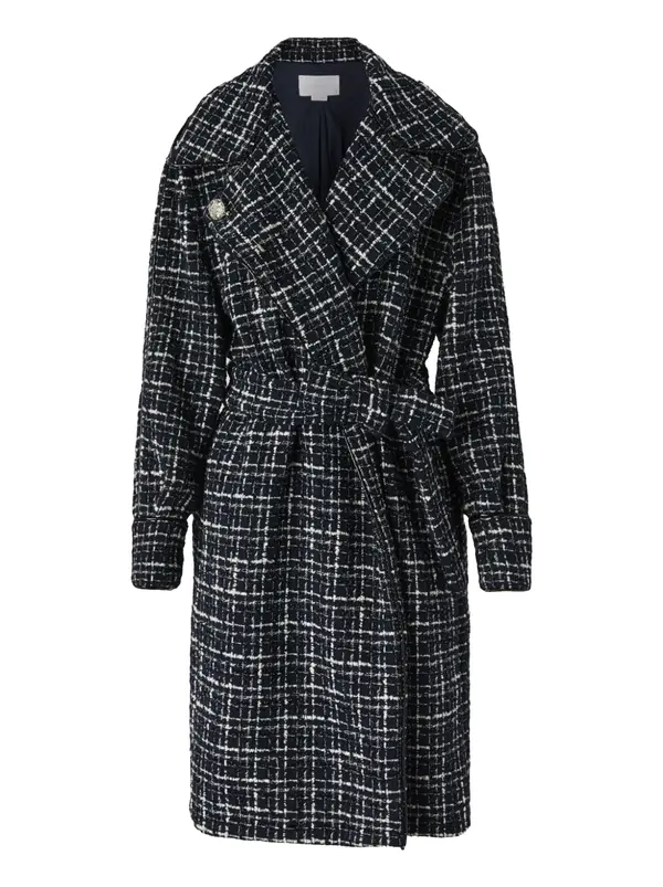 GENNY Double-breasted Tweed Coat - Black