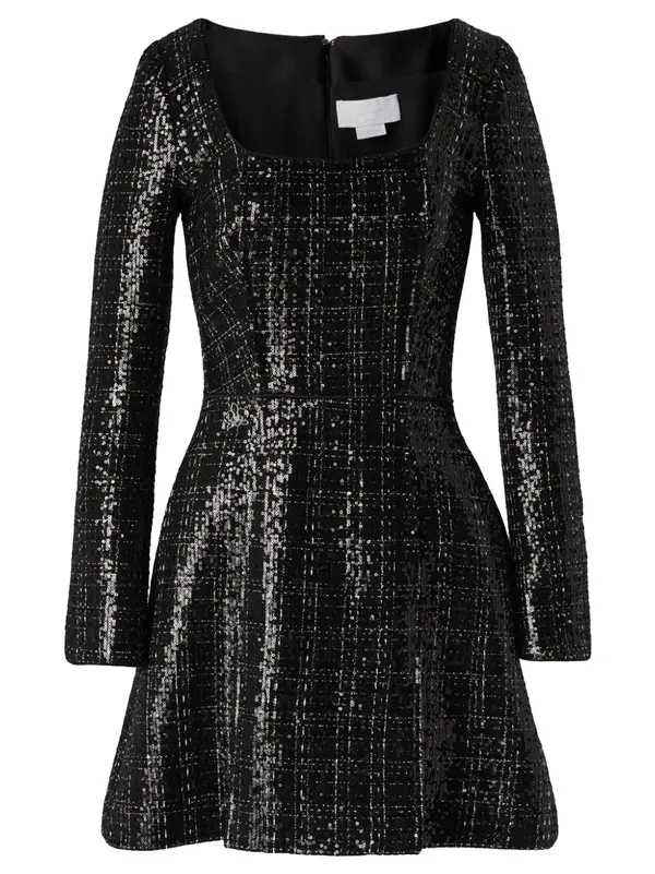 GENNY Sequin-embellished Tweed Mini Dress - Black