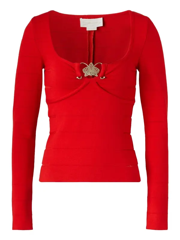 GENNY Orchid-detail Sweater - Red