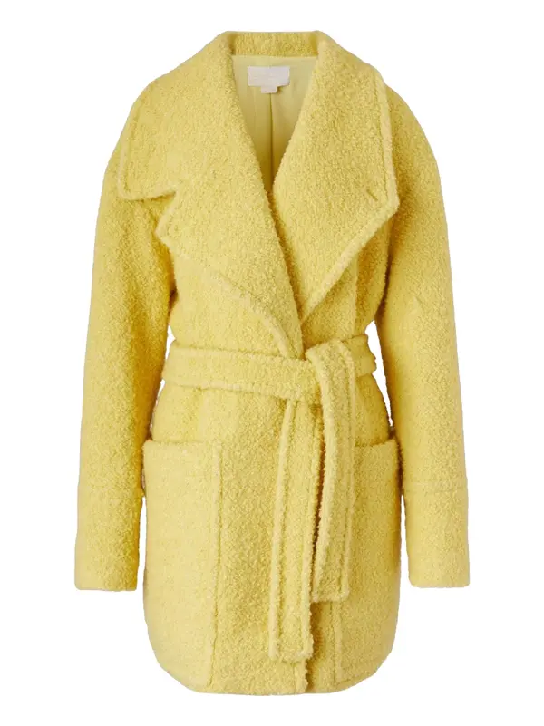 GENNY Faux-shearling Pea Coat - Yellow