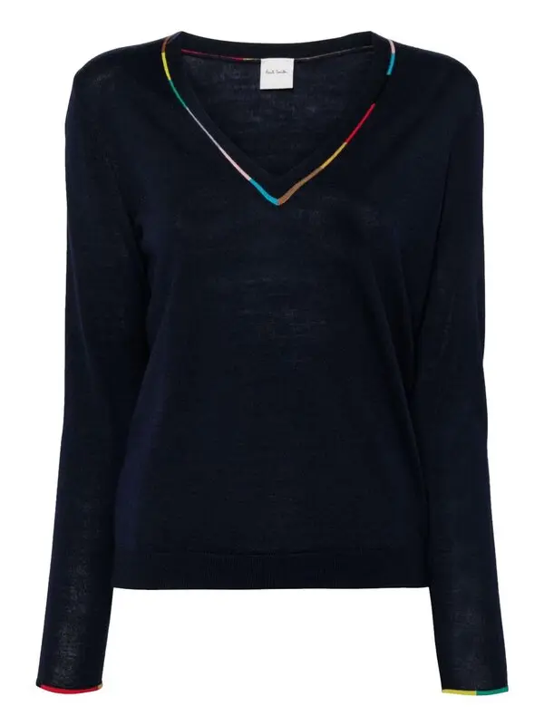 Paul Smith V-neck Merino-wool Jumper - Blue