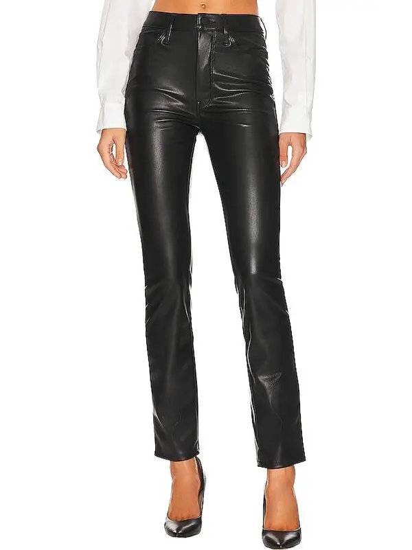MOTHER The Dazzler Skimp Faux Leather Pants - Black