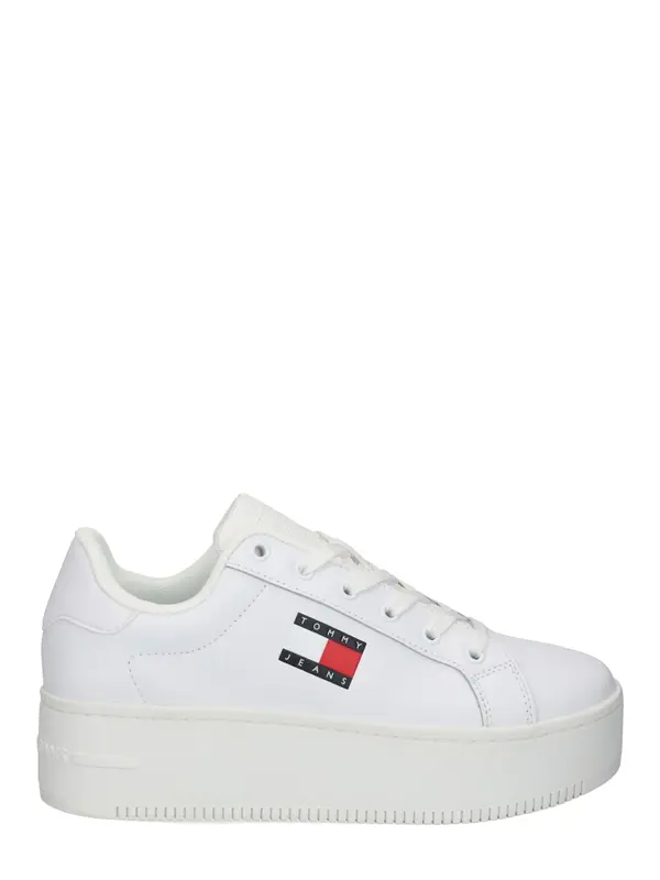 Tommy Hilfiger Leather Flatform Sneakers - White