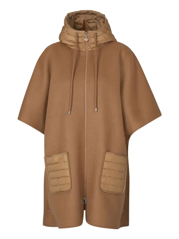 Moncler Hooded Wool-blend Cape - Brown
