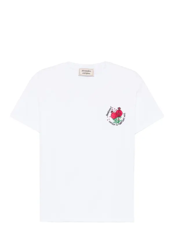 ALESSANDRO ENRIQUEZ Slogan-embroidered T-shirt - White
