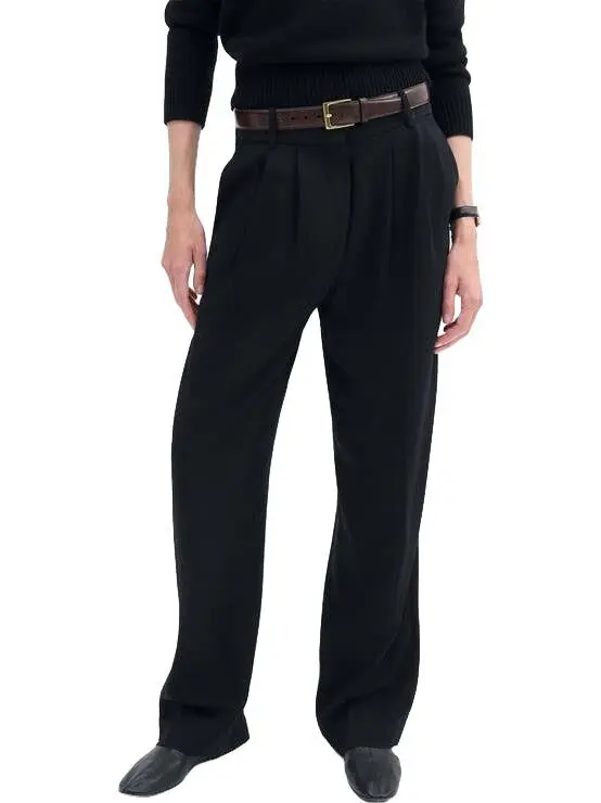 Co Crepe Pleat Front Trouser - Black
