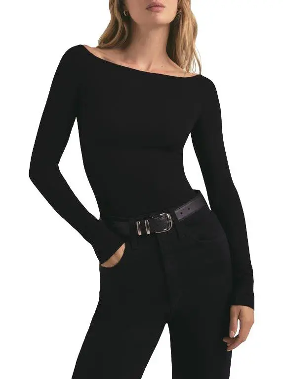 FAVORITE DAUGHTER The Sydney Off The Shoulder Long Sleeve Top - Black