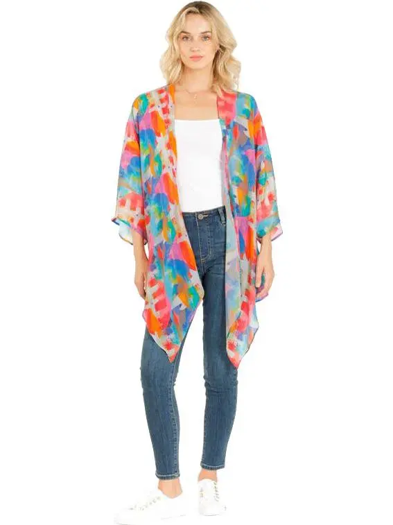 APNY Floral Print Open-front Jacket - Orange Multi