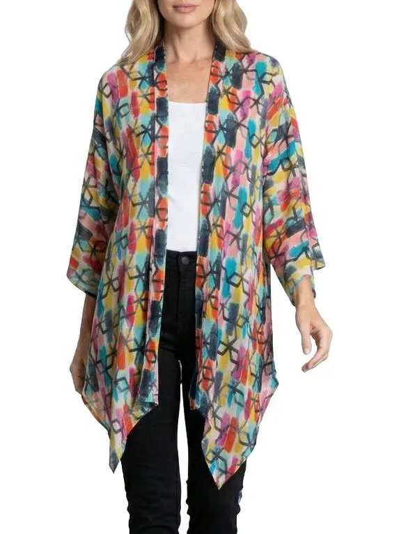 APNY Floral Print Open-front Jacket - Red/black Multi