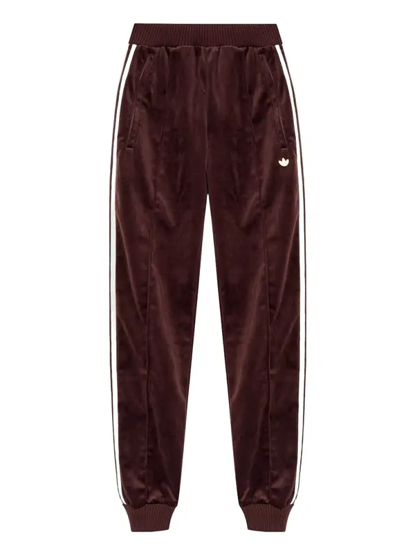 Adidas Logo-patch Velvet Track Pants - Brown