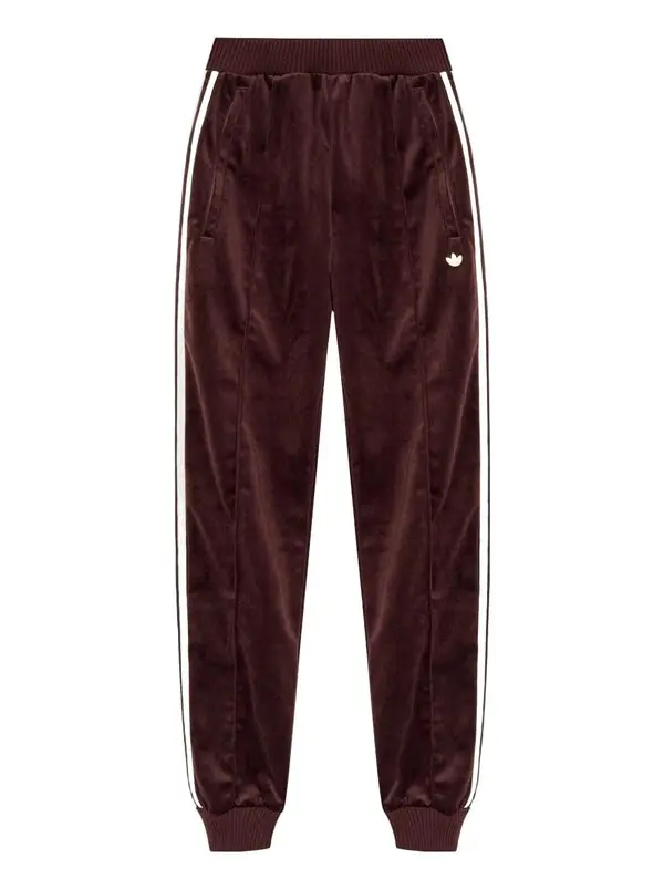 Adidas Logo-patch Velvet Track Pants - Brown