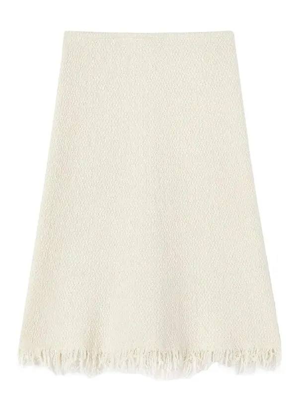 JIL SANDER A-line Frayed Detail Skirt - White