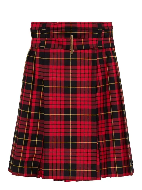 Alexander McQueen Tartan-check Midi Skirt - Red